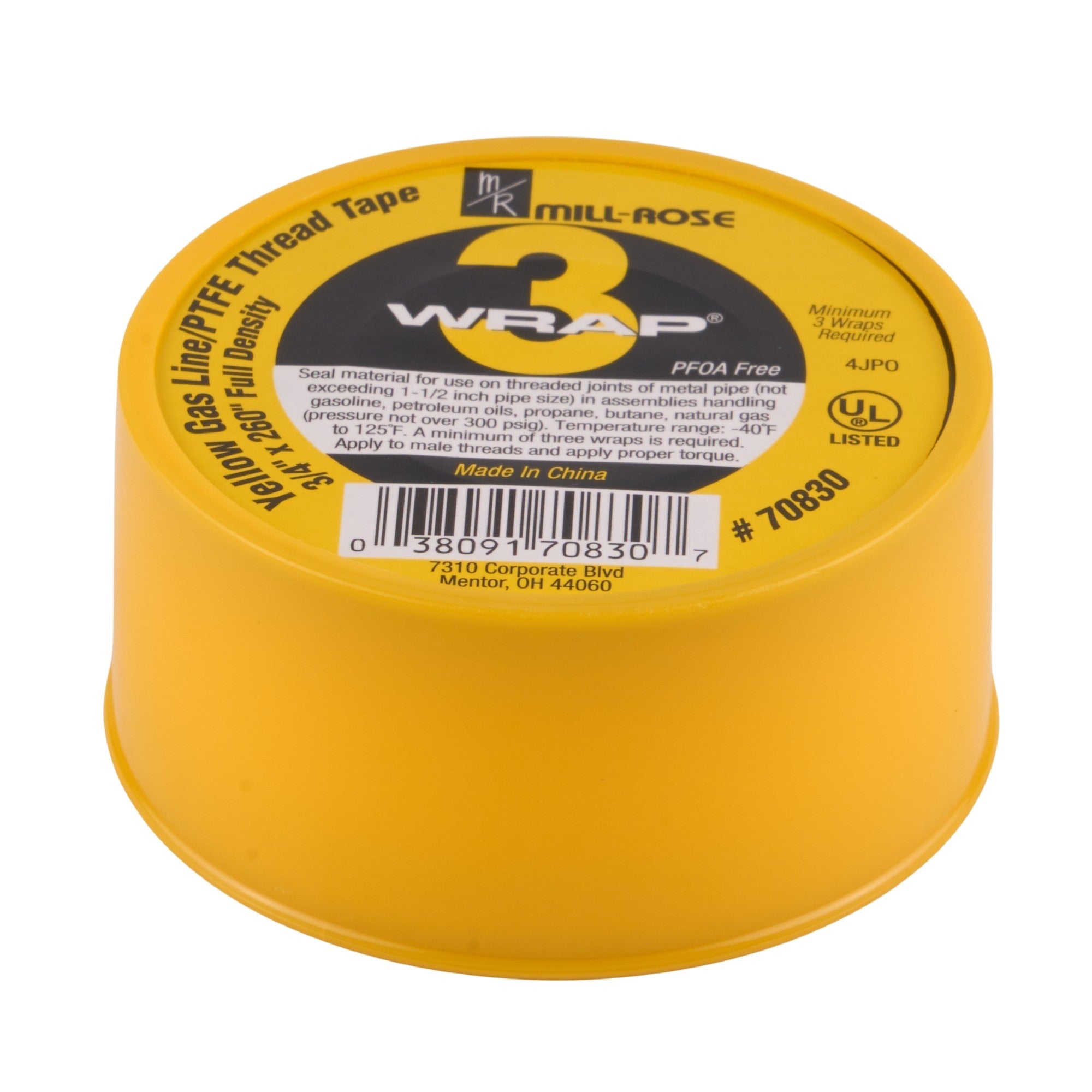3 Wrap PTFE Tape in Yellow – APEX Supply Co.